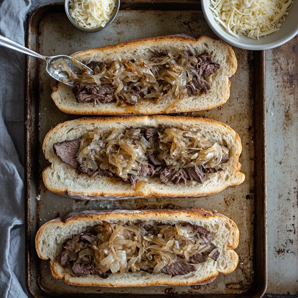 Philly Cheesesteak Garlic Bread - RichSpoon