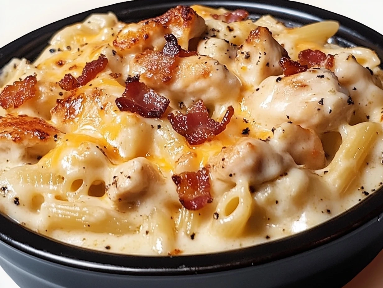 Cheesy Chicken Turkey Bacon Pasta - RichSpoon