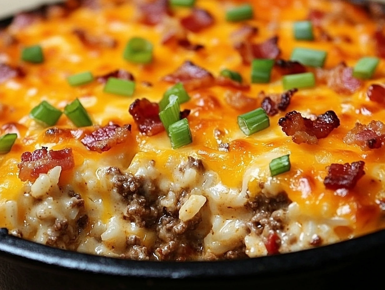 Cheesy Ranch Ground Beef and Rice Casserole - RichSpoon