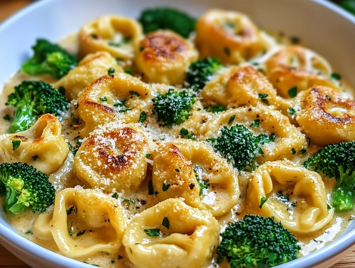 Creamy Garlic Parmesan Tortellini with Chicken & Broccoli - RichSpoon