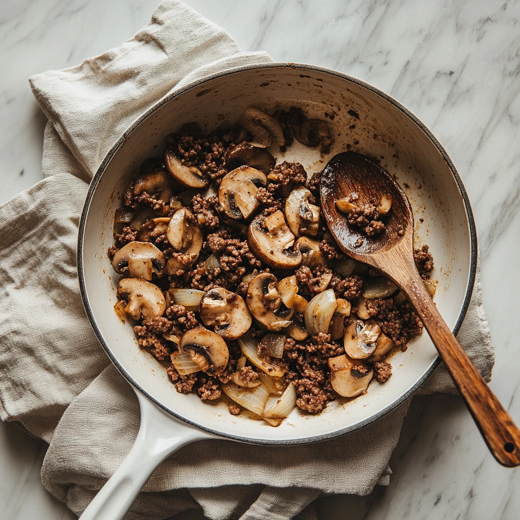 Easy Creamy Beef & Mushroom Rice Casserole Rec - RichSpoon