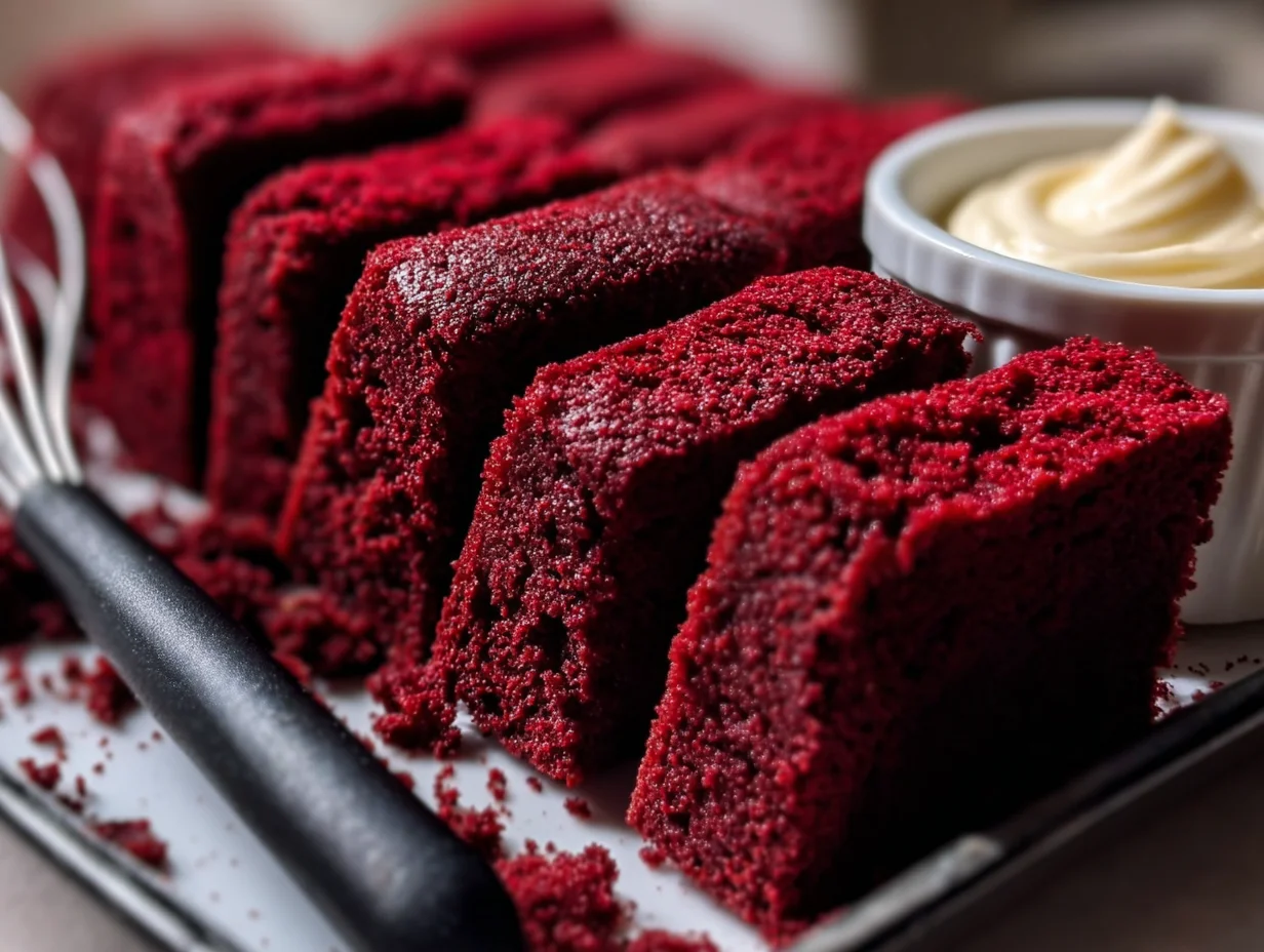 Red Velvet Brownie Dippers with Cheesecake Dip - RichSpoon