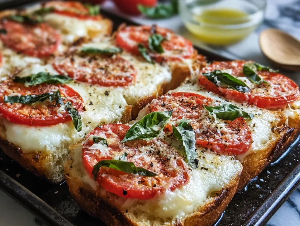 Tomato Basil Garlic Bread - RichSpoon